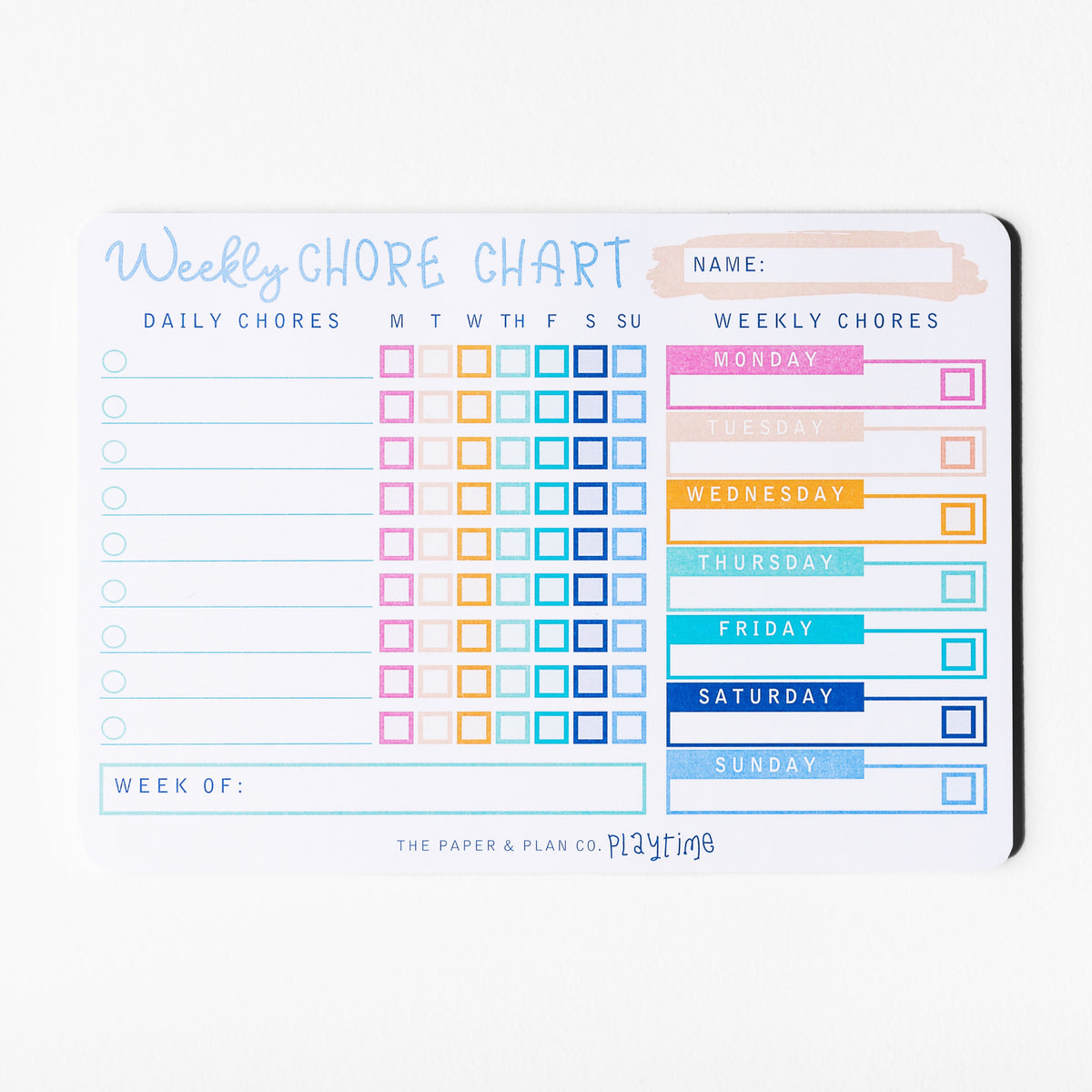 Weekly Chore Chart Playtime Pad®️ – The Paper & Plan Co