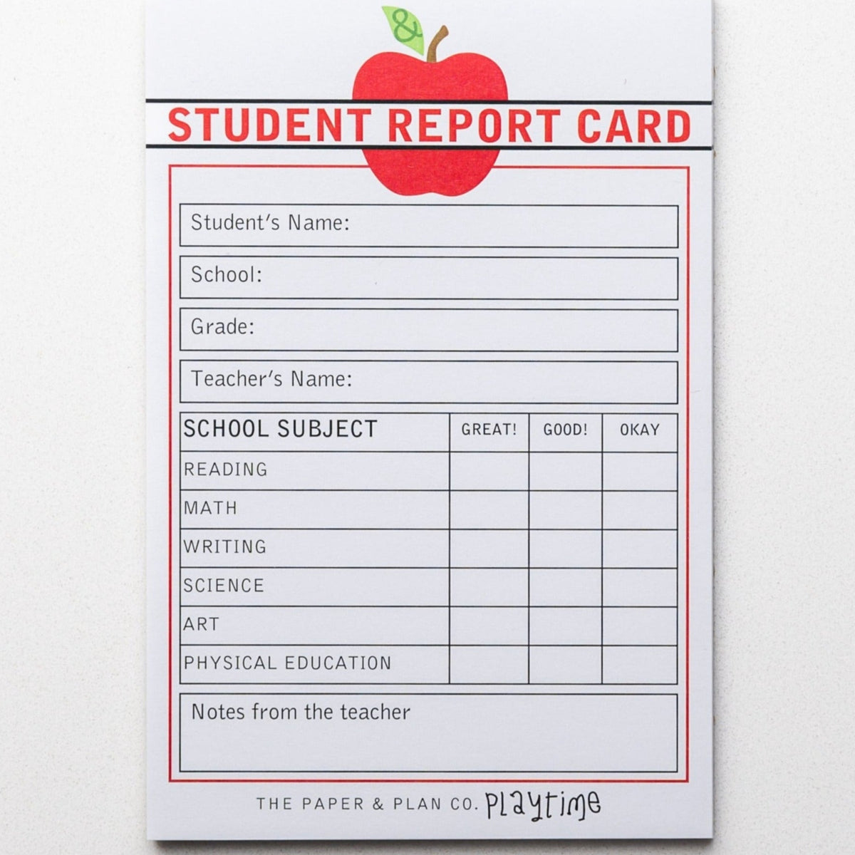 Playtime Pad®️ - Student Report Card – The Paper & Plan Co