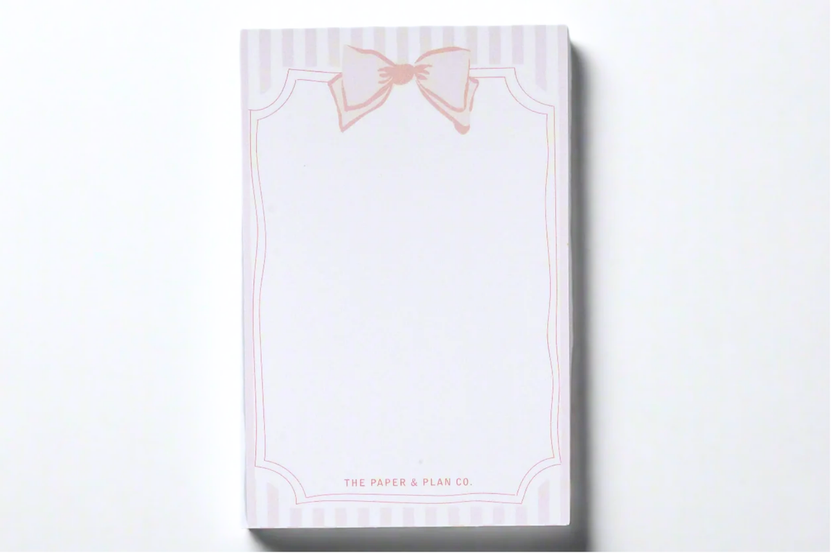 Pink Single Coquette Bow Notepad – The Paper & Plan Co